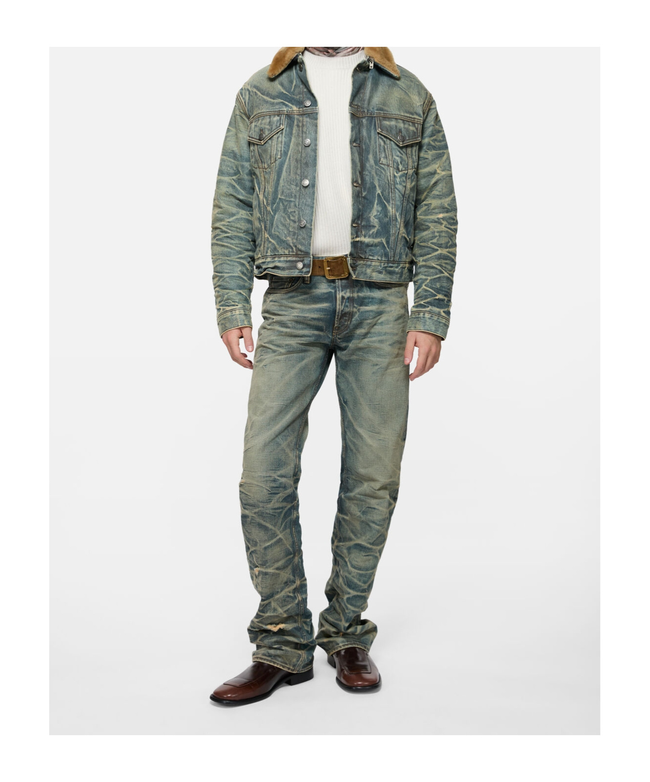 ACNE STUDIOS Acne Studios Fur Collar Denim Jacket